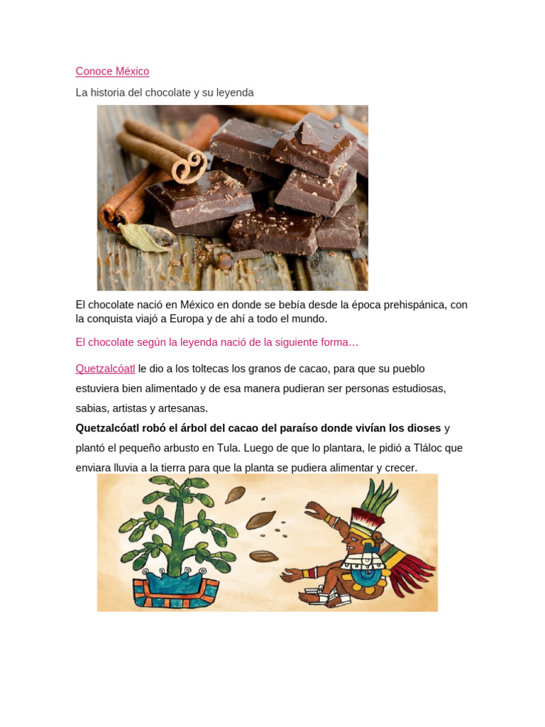 Historia y leyendas del chocolate en México | PDF | Chocolate | Maíz