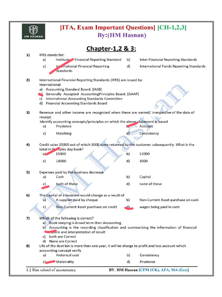 ITA Exam IMP Questions HM Hasnan | PDF