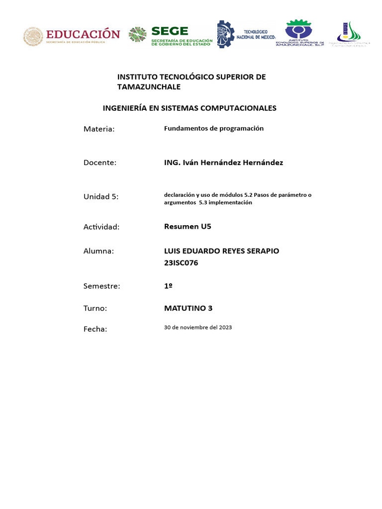 Resumen U5 | PDF | Implementación | Software