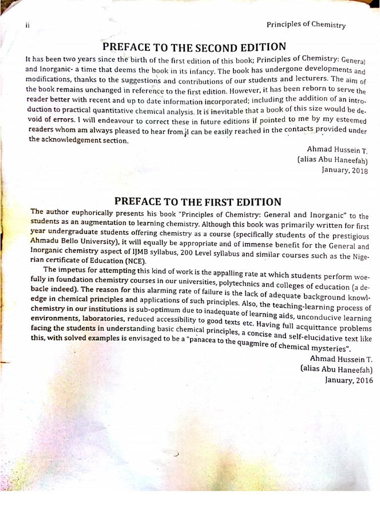Abu Haneefah Principle of Chemistry-1 | PDF