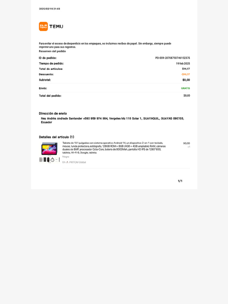 Temu Tablet Pritom l10 | PDF