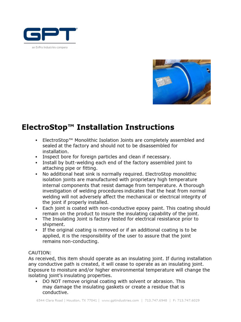 ElectroStop™ Installation Guide | PDF | Welding | Construction
