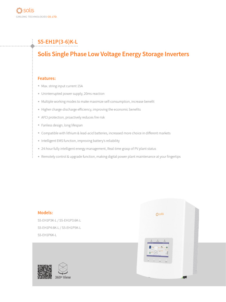 Solis Datasheet S5-EH1P (3-6) K-L Global V3,4 202411 | PDF | Electricity | Electrical Engineering