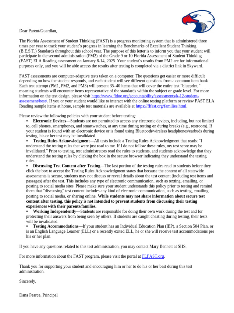 Iwxrfrkrpeh2ffodmh4q - Fast Pm2 Jan 2025 Parent Letter | PDF | Communication