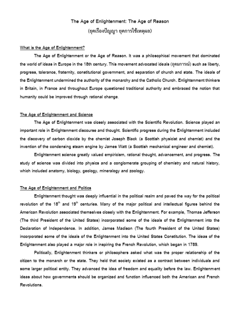 Understanding the Age of Enlightenment | PDF | Age Of Enlightenment ...