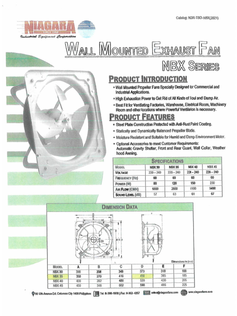 Niagara_Wall Mounted Exhaust Fan | PDF