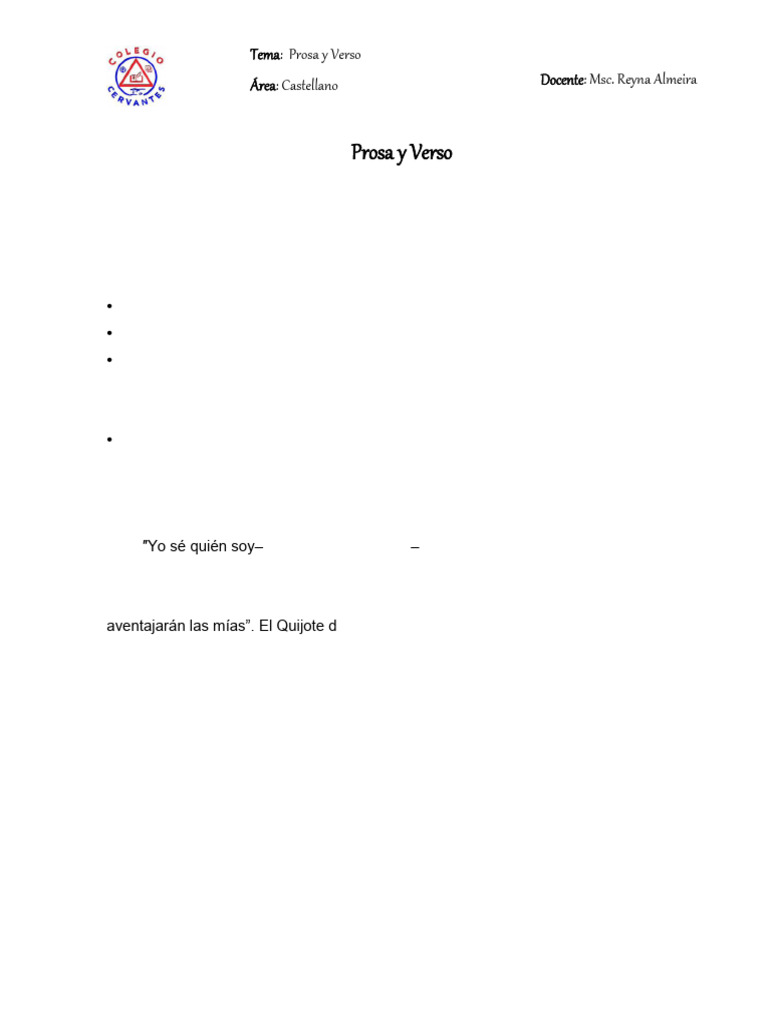 Prosa y Verso: Definiciones y Ejemplos | PDF | Poesía | Rima