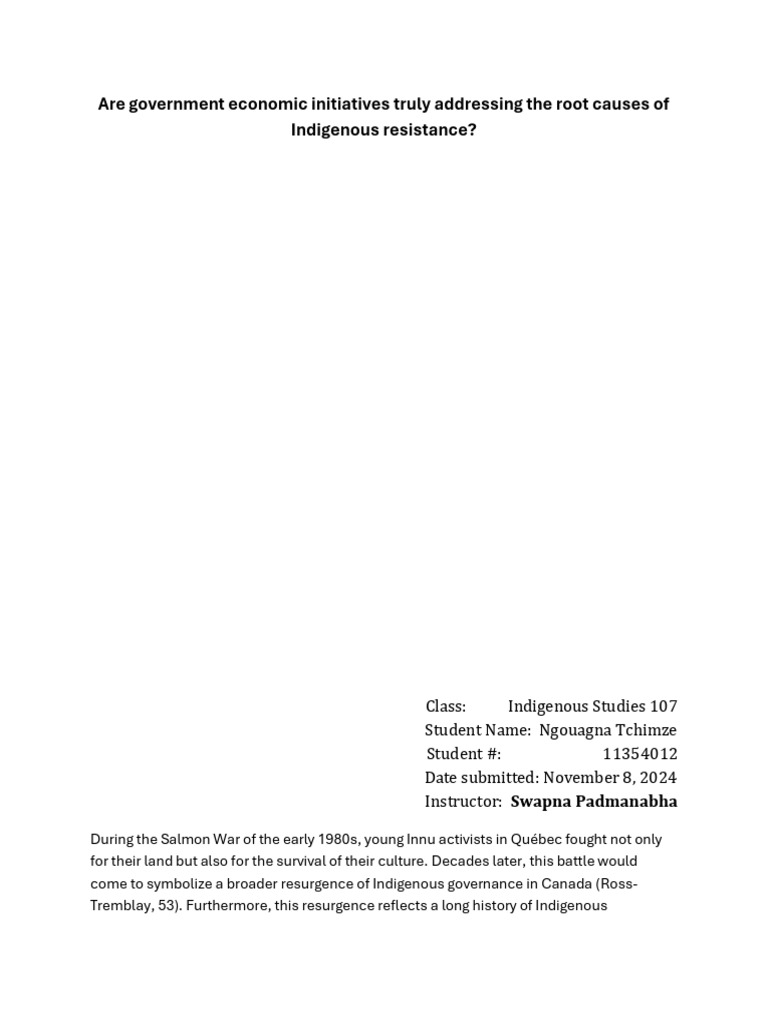 Indigenous Resistance vs. Economic Initiatives | PDF | Indigenous ...