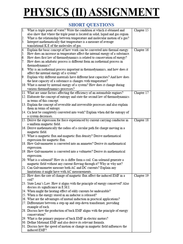 Physics II Assignment | PDF | Electromagnetic Induction | Inductor