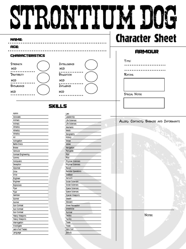 Strontium Dog Charsheet Original 1 | PDF