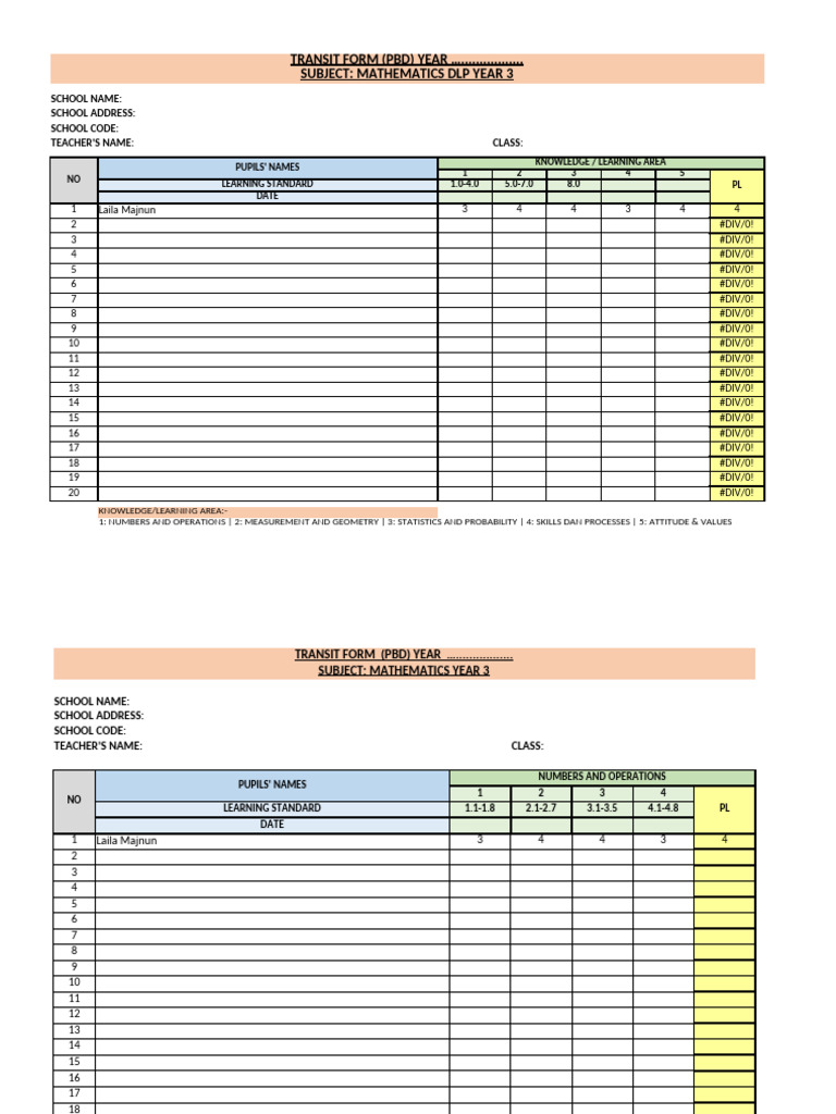 6. Transit Form Math Year 3 (Version 2) | PDF | Mathematics | Science