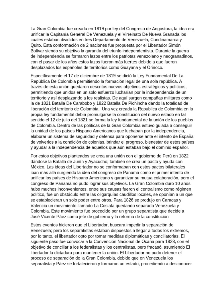 Analisis de La Gran Colombia MM | PDF | América del Sur