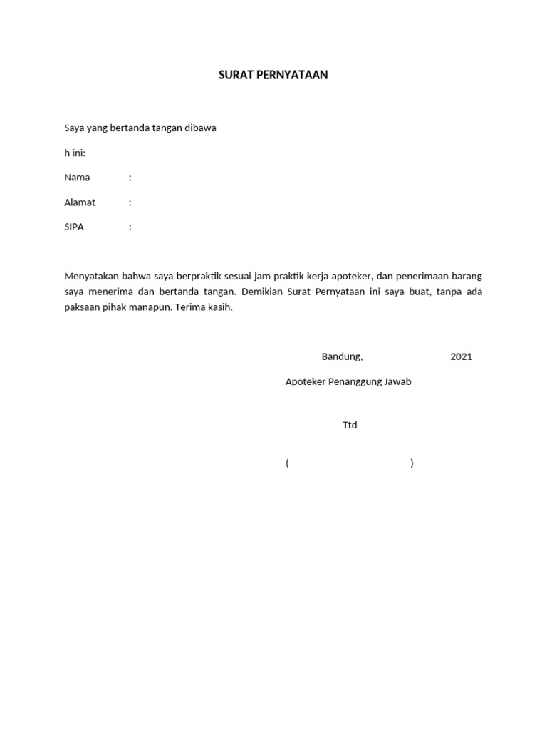 Surat Pernyataan (Yos) | PDF