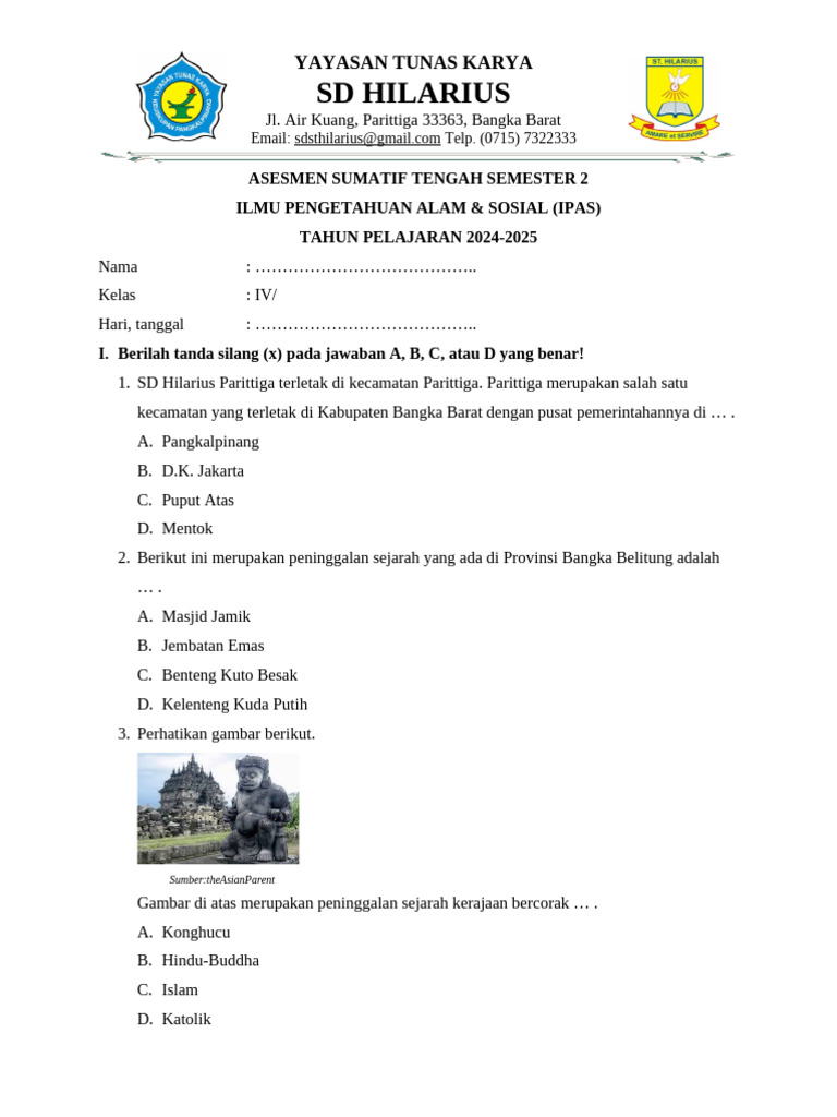 Ats 2 Ipas Kelas Iv 2024-2025 | PDF