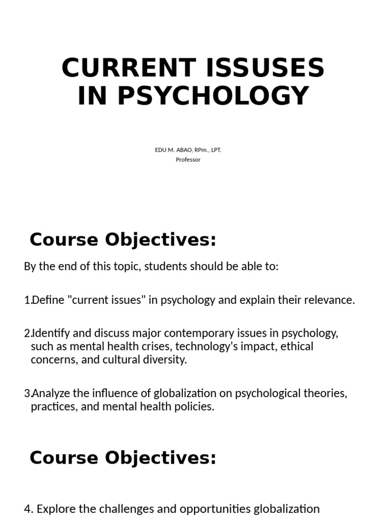 Current Issues in Psychology Overview | PDF | Psychology | Mental Health