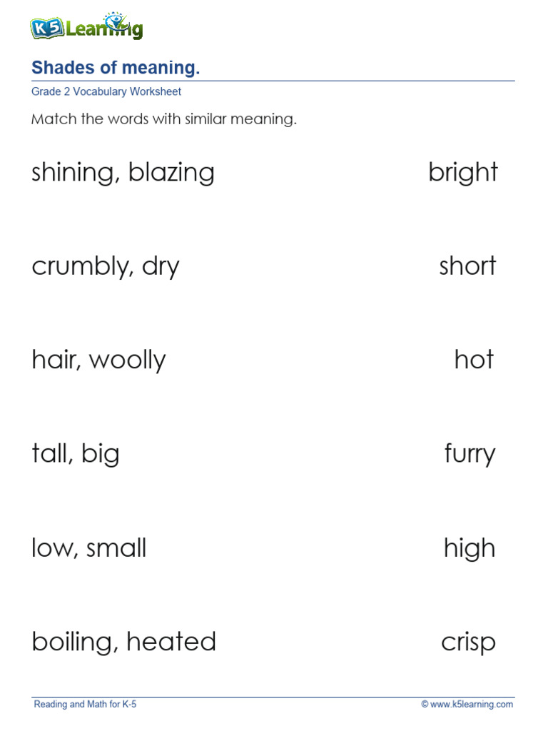 2nd Grade Shades Meaning 3 | PDF