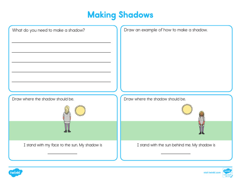 Making Shadows Assessment Differentiated Activity Sheet | PDF