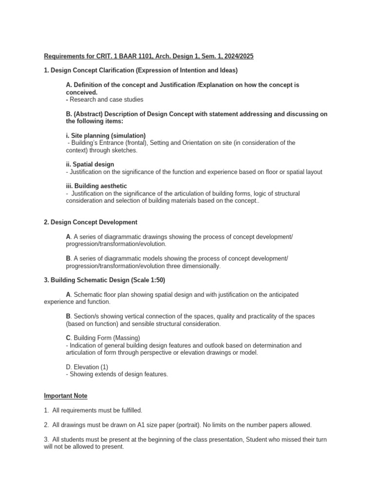 Requirements For CRIT. 1 | PDF