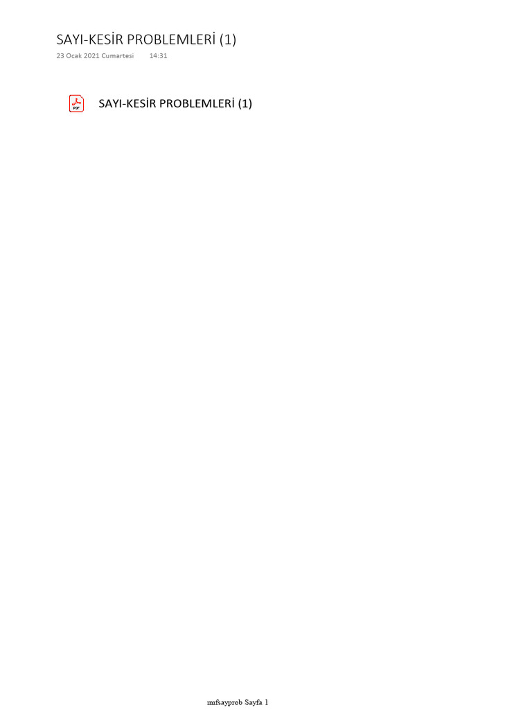 SAYI-KESİR PROBLEMLERİ (1) 9k | PDF
