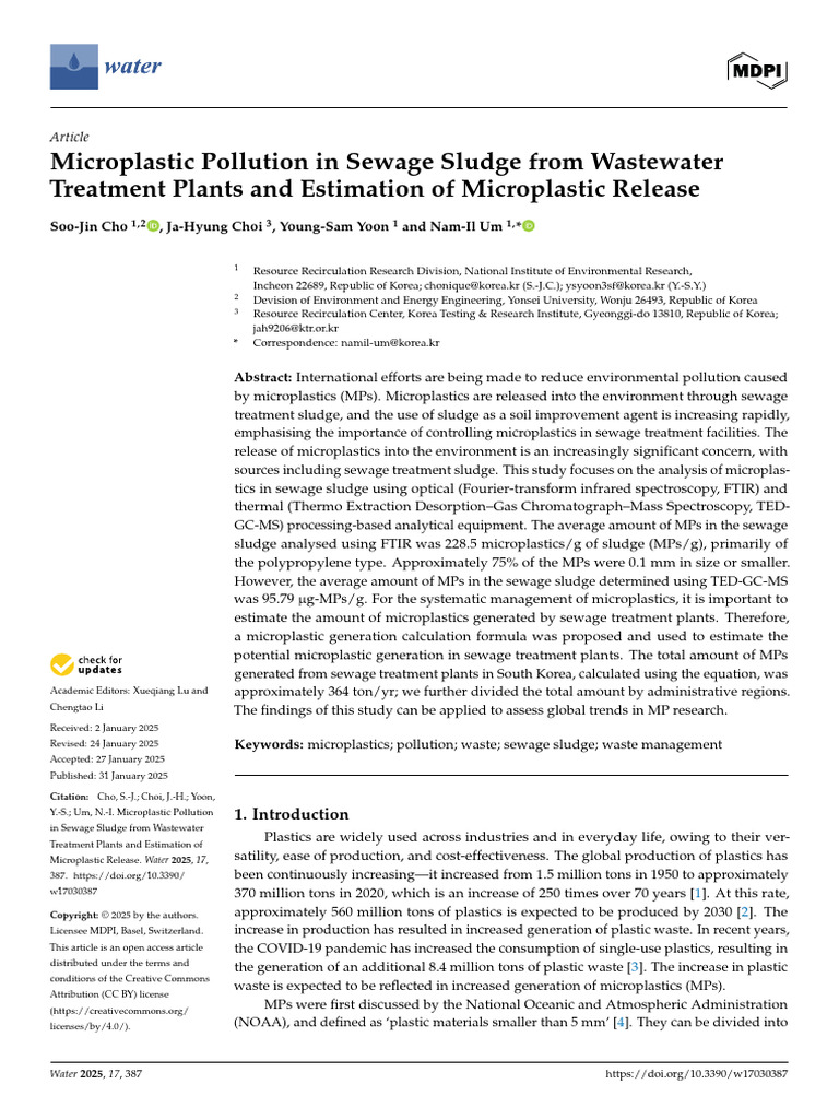 Microplastic Pollution in Sewage Sludge From Wastewater Treatment ...