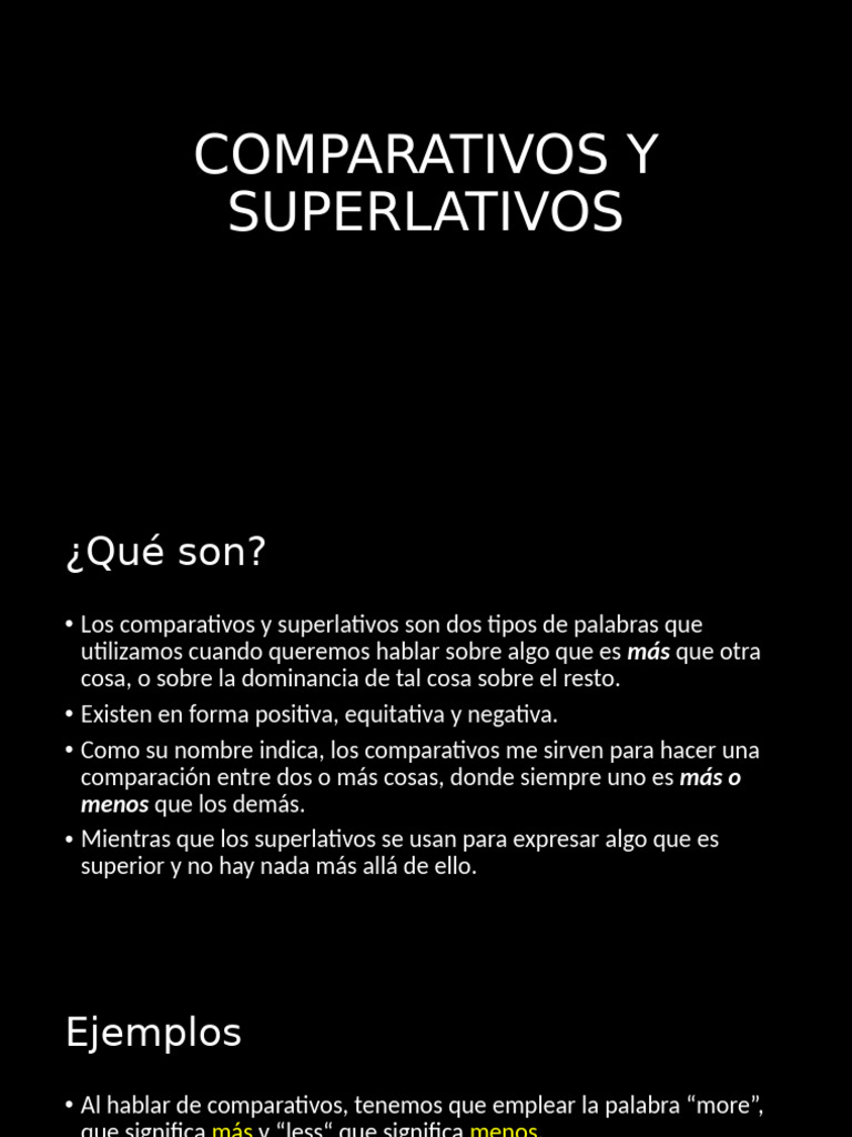 Comparativos y Superlativos | PDF | Palabra | Lingüística