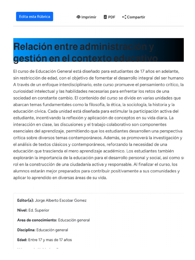 Relación Entre Administración Y Gestión en El Contexto Educativo | PDF