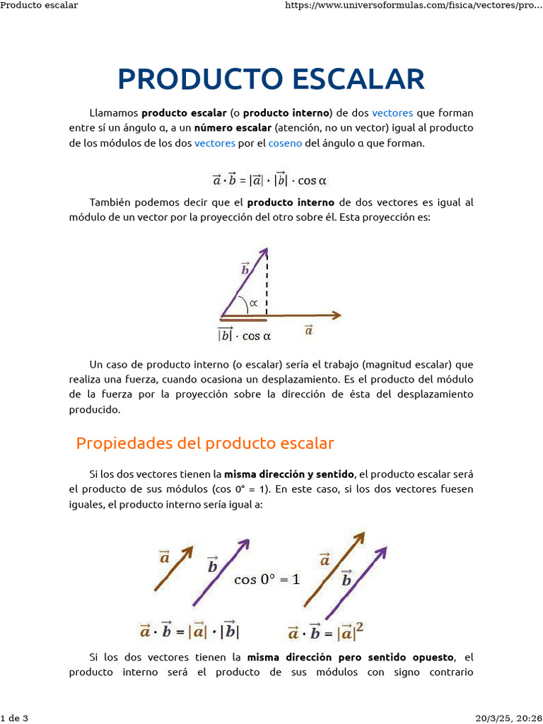 Producto Escalar | PDF | Vector Euclidiano | Matriz (Matemáticas)