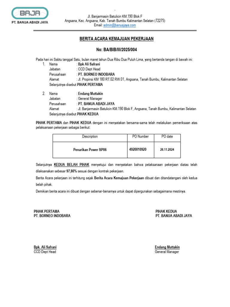 BAKP Penarikan Power SP05 | PDF