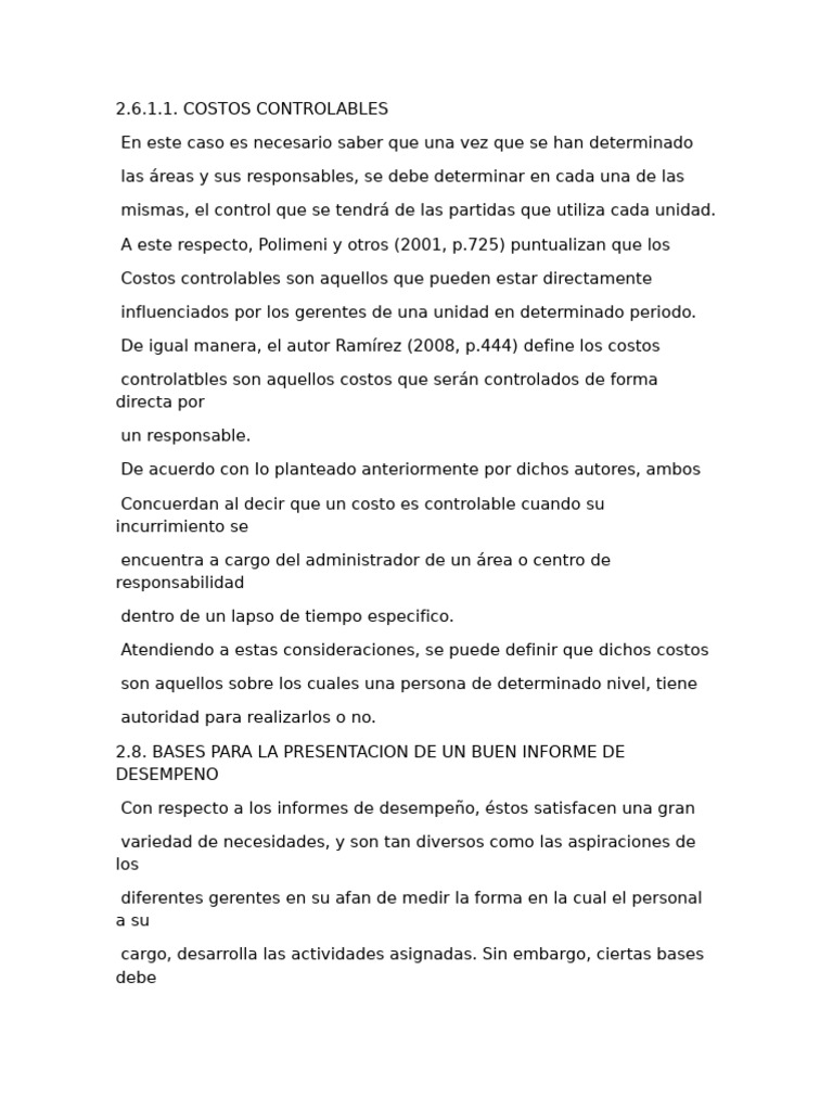 Costos Controlables y Evaluación de Desempeño | PDF | Presupuesto ...