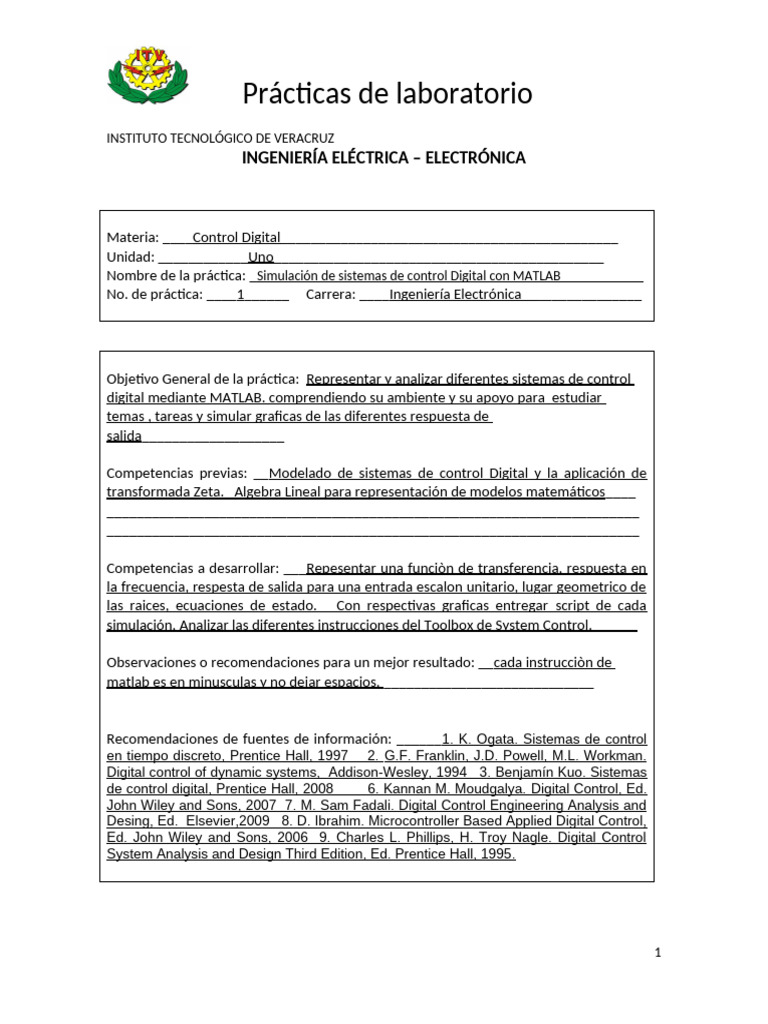 Practicas de Control Digital-2023 | PDF | Red eléctrica | Muestreo (procesamiento de señal)