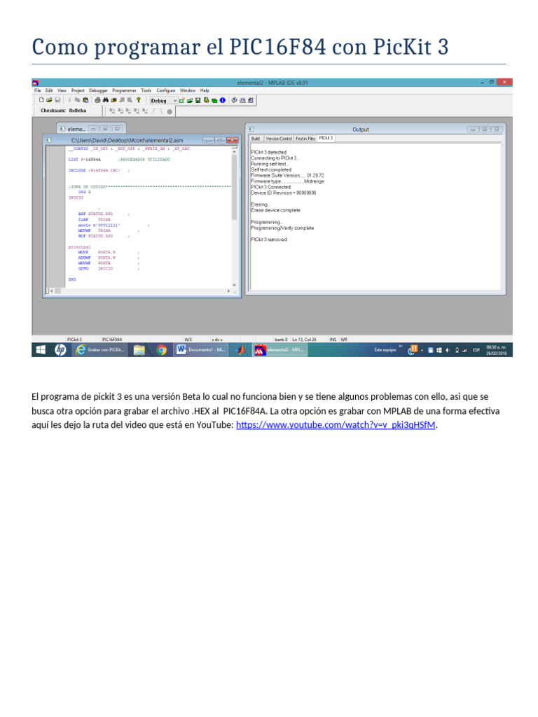 Pickit 3 como grabar con MPLAB | PDF