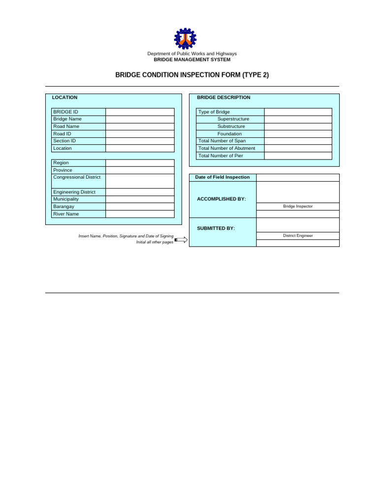 Condition Inspection Form (Cif) - Blank Form | PDF | Bridge | Corrosion