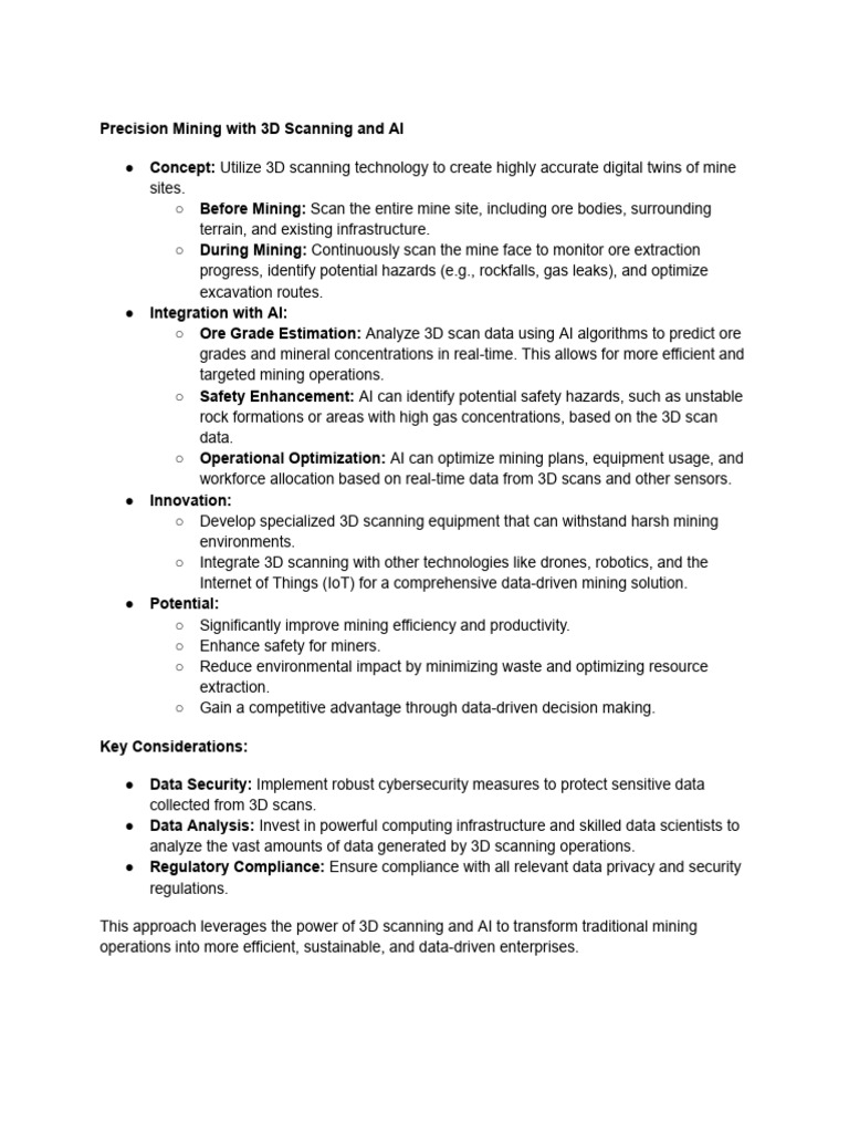 Precision Mining With 3D Scanning and AI | PDF | 3 D Printing ...