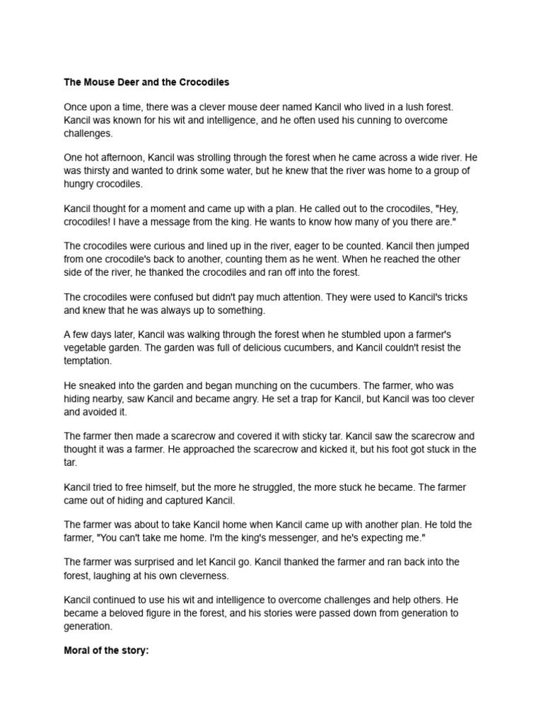 The Mouse Deer and The Crocodiles | PDF