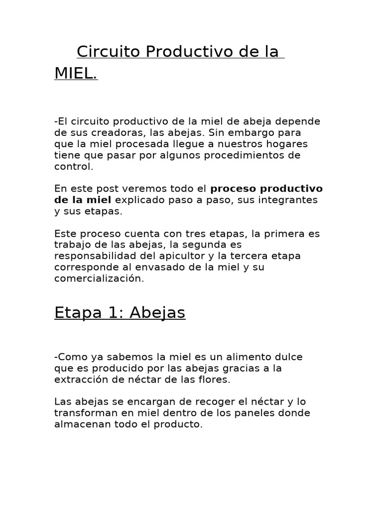 Circuito Productivo de La MIEL | PDF | Apicultura | Miel