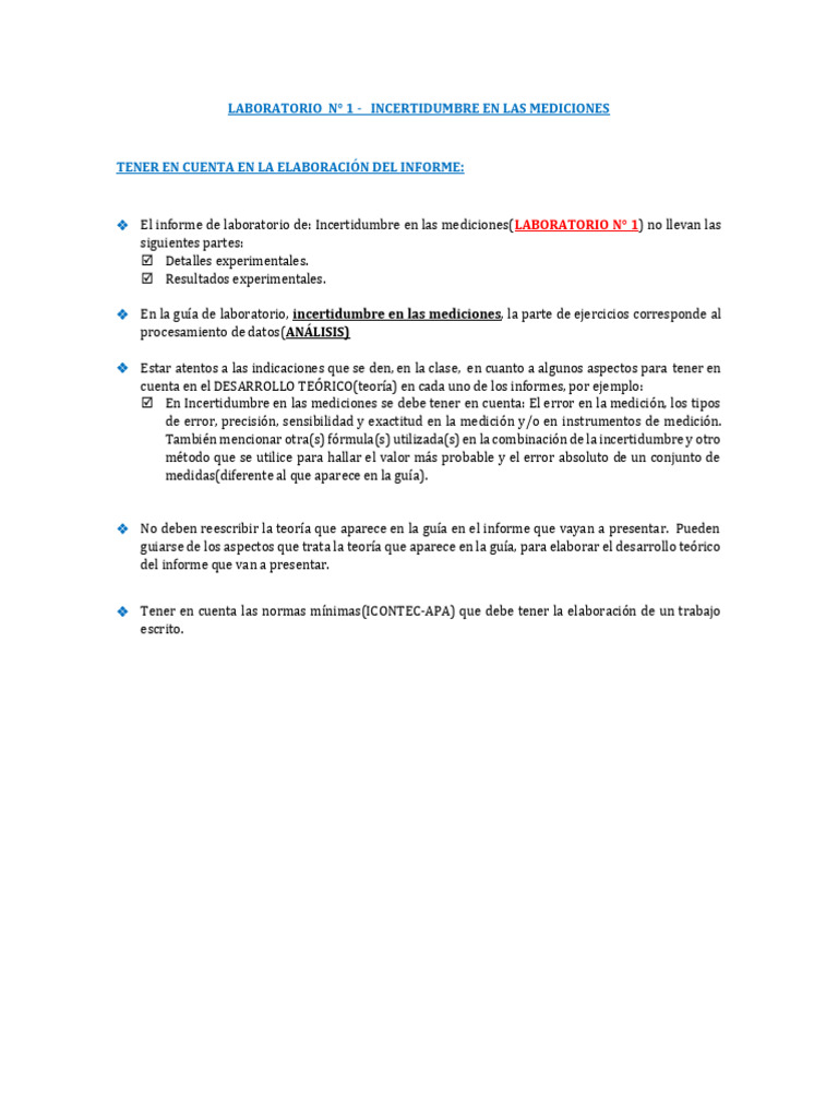 Indicaciones - Informe Incertidumbre en Las Mediciones | PDF