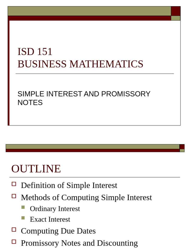 Simple Interest and Promissory Notes Guide | PDF | Interest | Debt