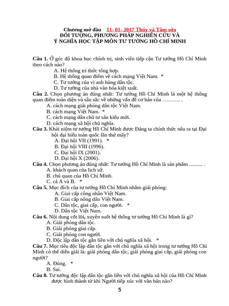 HANU BoCauHoiTN TTHCM-2 | PDF