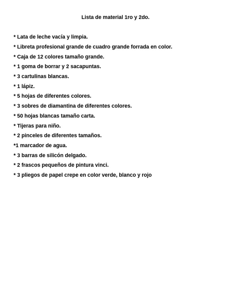 Material escolar 1ro, 2do y 3ro | PDF