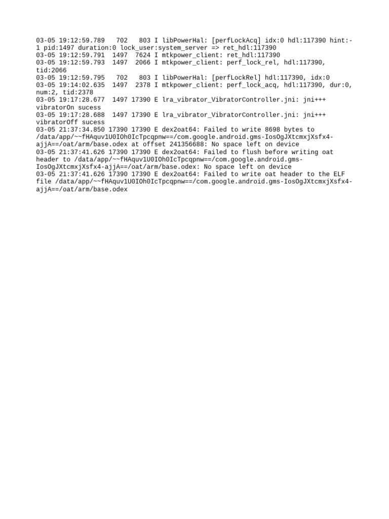 Android Performance Log Errors | PDF