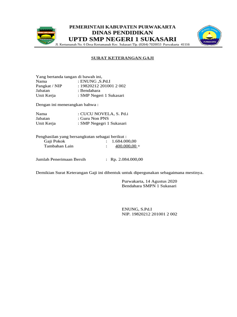 Surat Keterangan Gaji | PDF