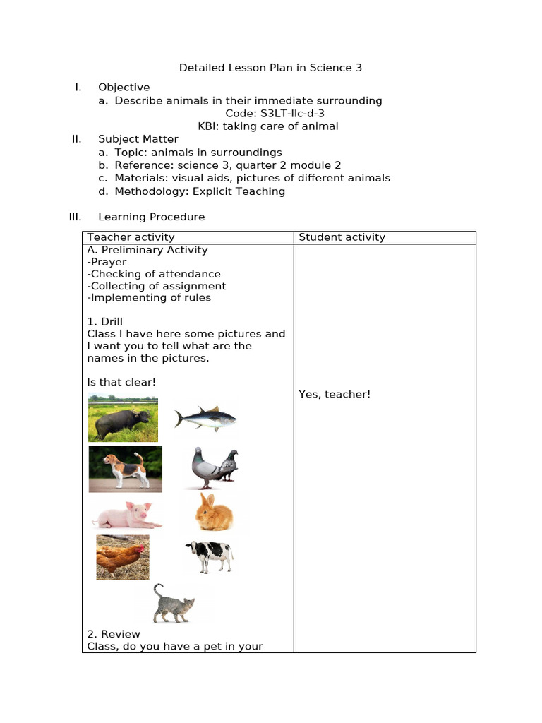 Grade 3 Science: Animals Around Us | PDF | Lesson Plan | Pet