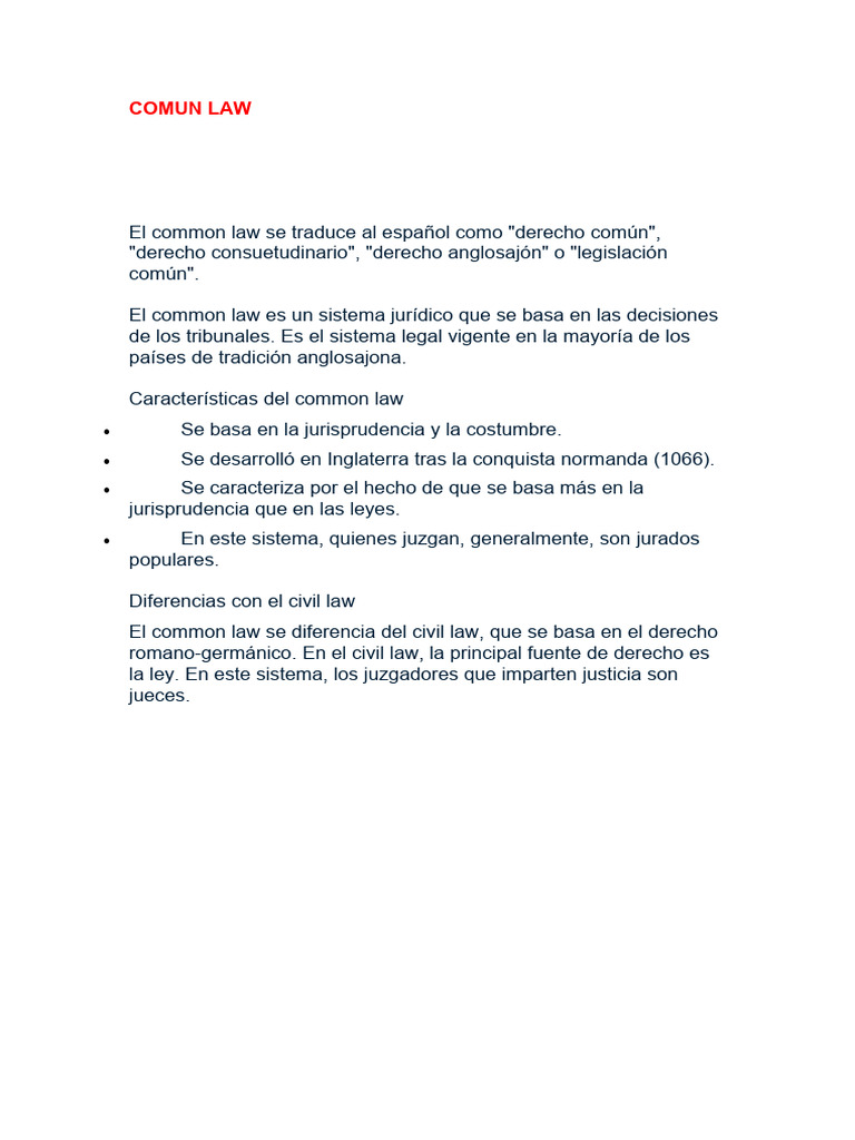 Características del Common Law | PDF