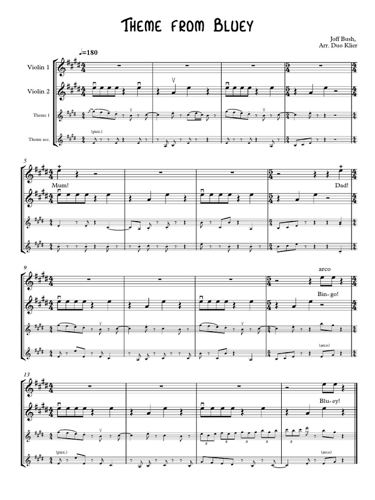 Bluey Theme for Violin - Sheet Music | PDF