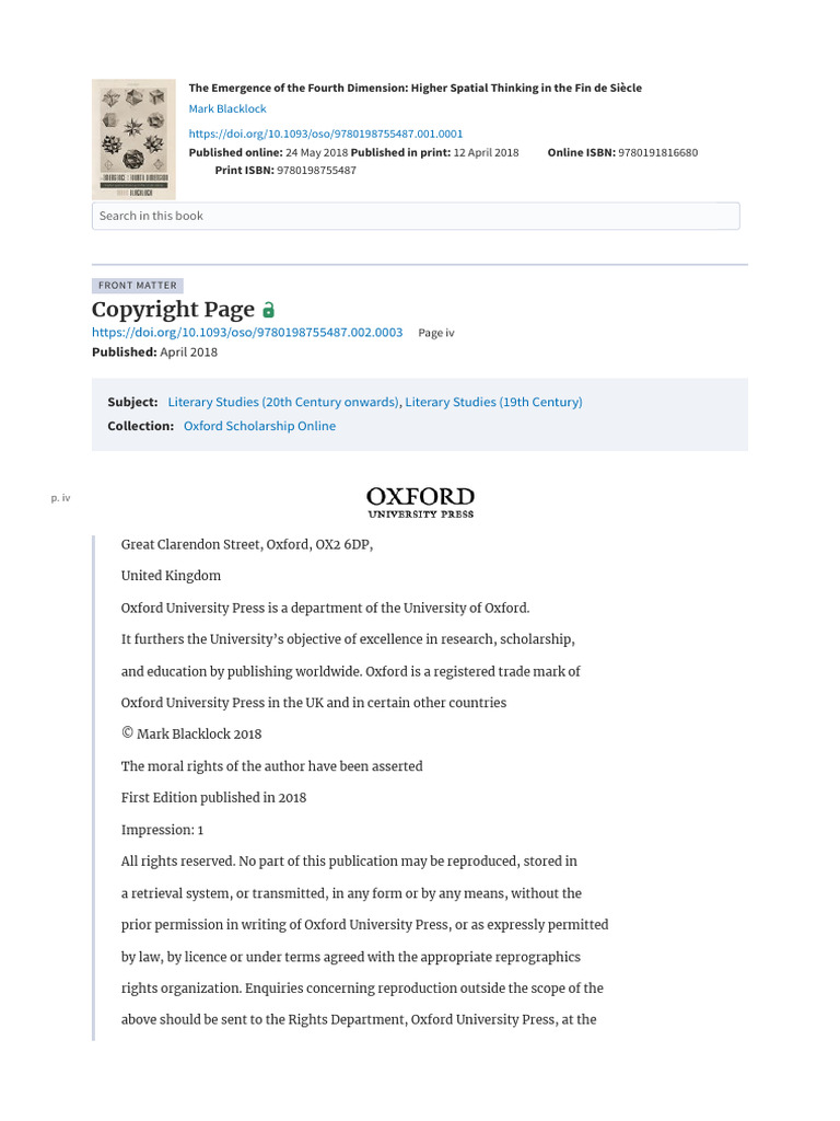 Emergence of The Fourth Dimension. Higher Spatial Thinking in The Fin ...
