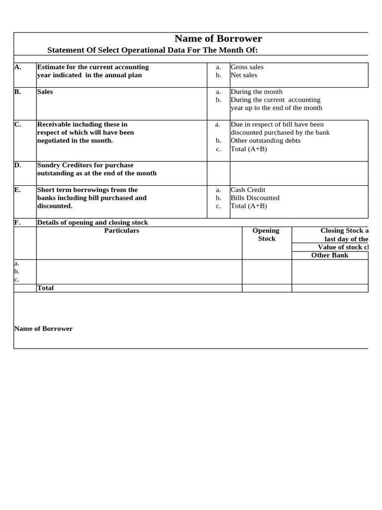 Stock Statement Proforma | PDF | Banks | Personal Finance