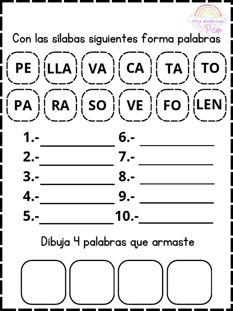 Actividades para formar palabras con sílabas | PDF