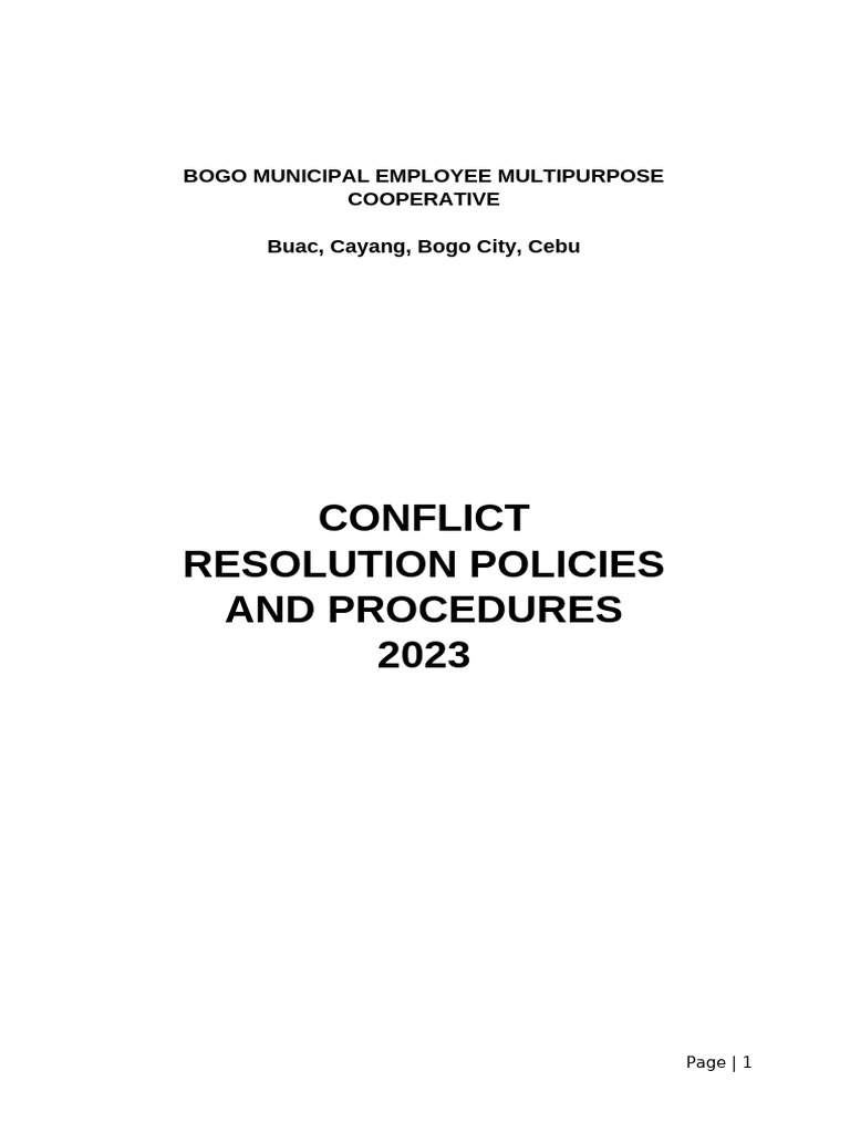 BMEMPC Conflict Resolution Guidelines | PDF | Mediation | Arbitration