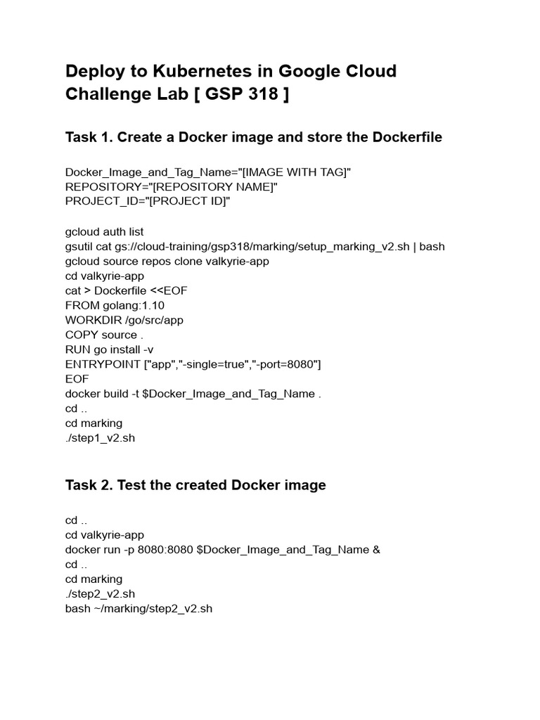 Deploy To Kubernetes in Google Cloud Challenge Lab (GSP 318) | PDF