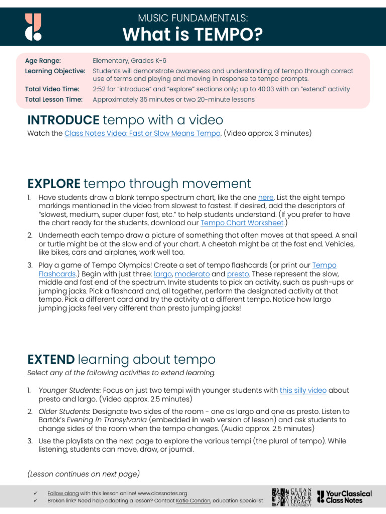MF Tempo Lesson Plan 20250110 | PDF | Tempo | Musical Forms